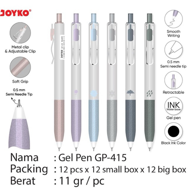 Jual ( 1 pcs ) GP-415 JOYKO Pulpen Jel Cetrek 0,5 mm / Pen gel ...