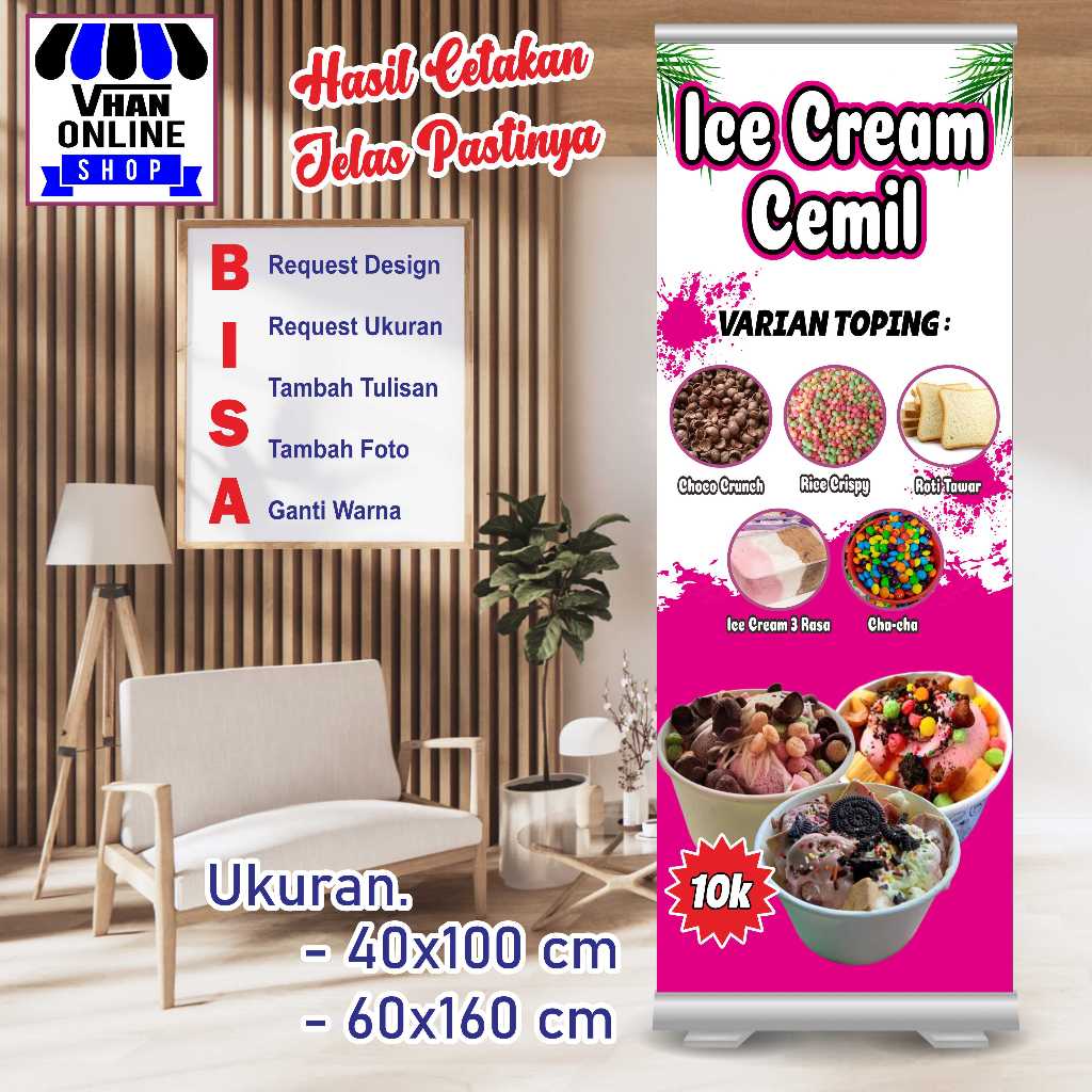 Jual Custom Spanduk Banner Es Cream Cemil Bisa Sesuai Request | Shopee ...