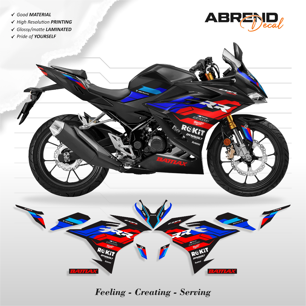 Jual STICKER CBR 150R NEW K45R BMW TRI COLOR ROKIT / STRIPING CBR 150R 2021 - 2024 / STOCK DECAL ...