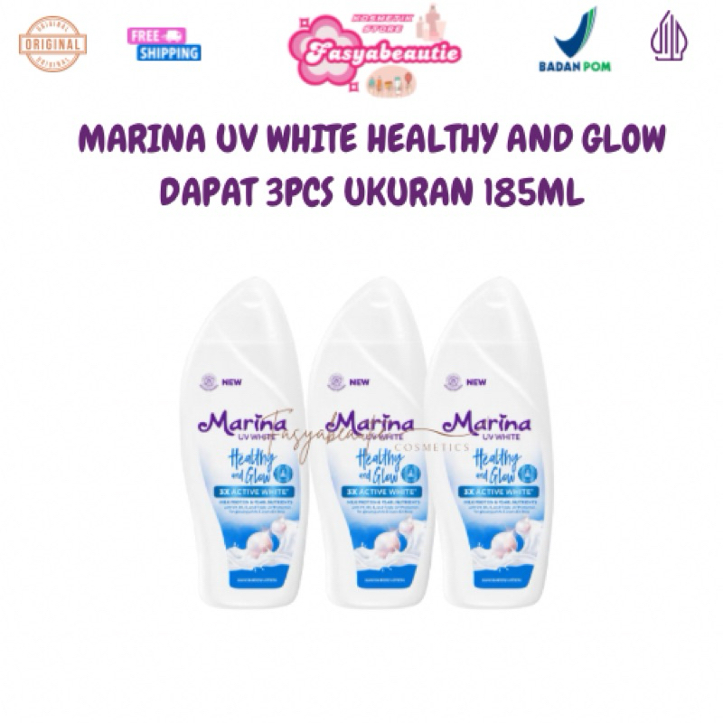 Jual (DAPAT 3PCS) MARINA BIRU UKURAN 185ML MARINA UV WHITE HEALTHY ...
