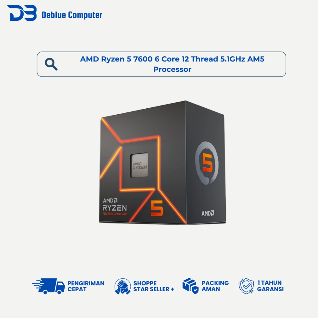 Jual AMD Ryzen 5 7600 6 Core 12 Thread 5.1GHz AM5 Processor | Shopee ...