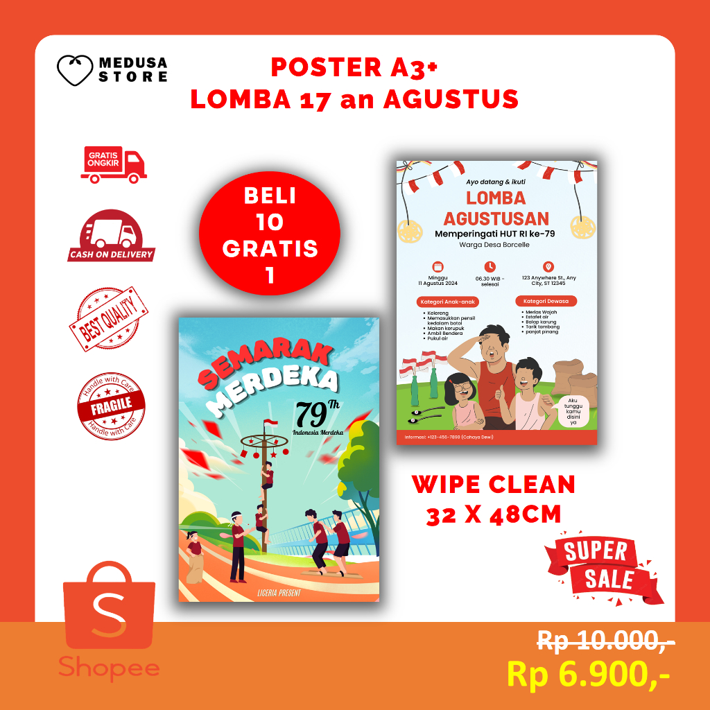 Jual Poster Lomba Perayaan 17 Agustus Kemerdekaan Indonesia | Shopee ...
