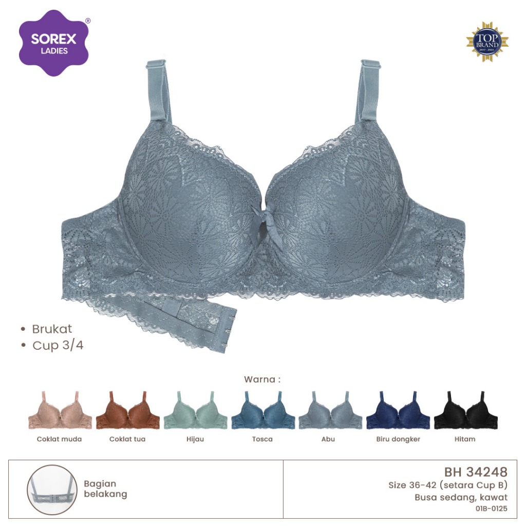 Jual Bh Bra Sorex 34248 Cup B (36-42) Kait 3 Brokat | Busa Sedang Berkawat |jc | Shopee Indonesia