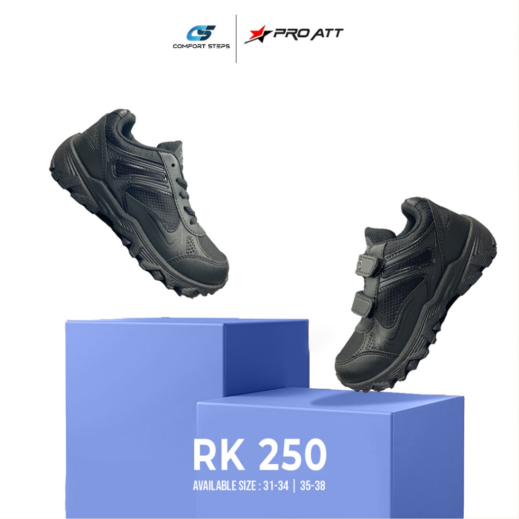 Jual Sepatu Pro Att Sneakers Sekolah Pria Wanita Sd/Smp Full Hitam Model Tali/Perekat | Shopee ...