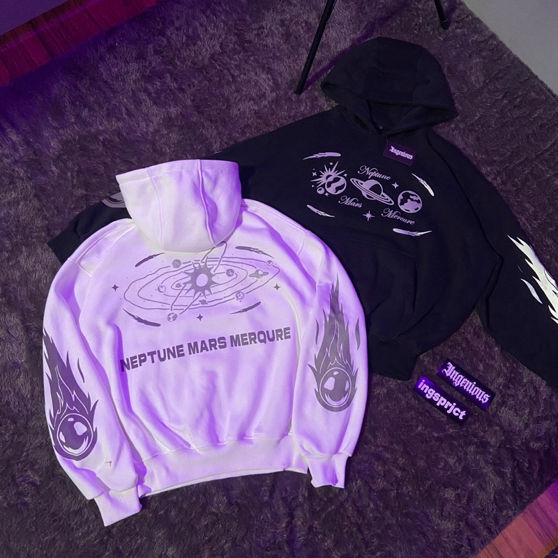 Jual INGENIOUS HOODIE BOXY PLANET | SABLON PUFF INK TIMBUL | REFLEKTIF ...
