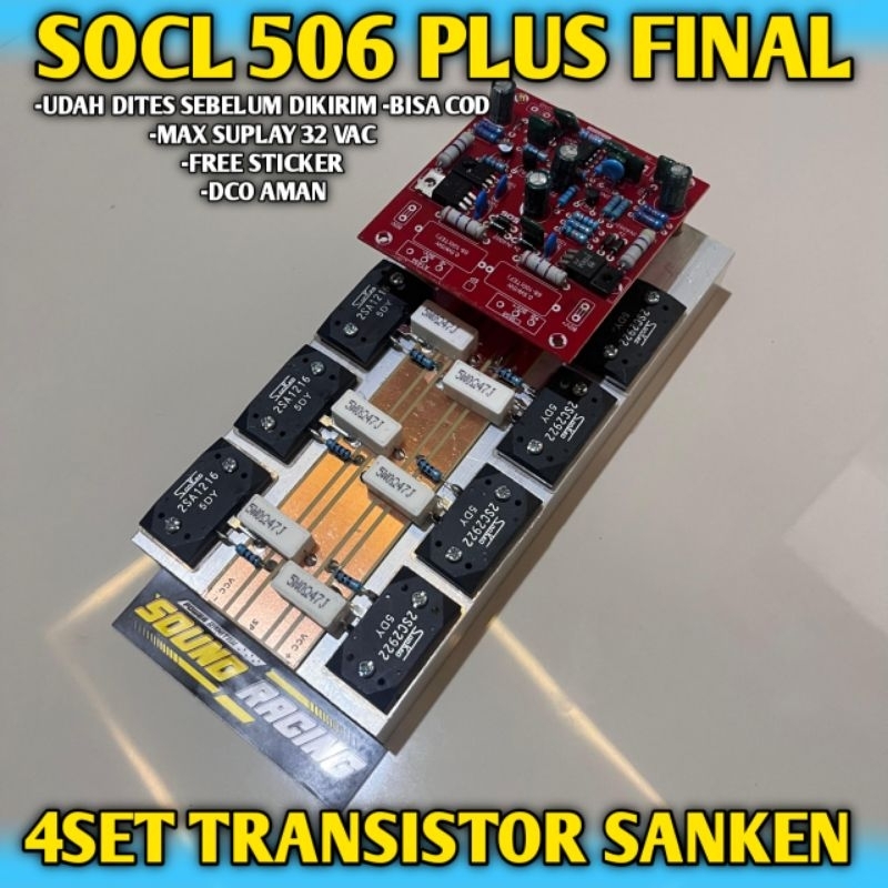 Jual KIT POWER AMPLIFIER SOCL 506 PLUS FINAL SANKEN DRIVER SOCL 506 ...