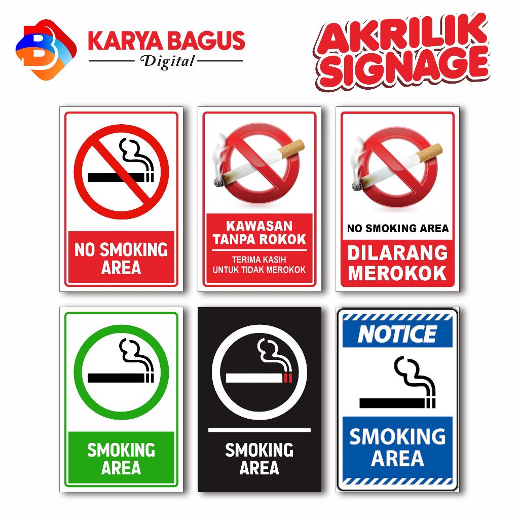 Jual Akrilik Dilarang Merokok / Area Merokok / Akrilik No Smoking ...