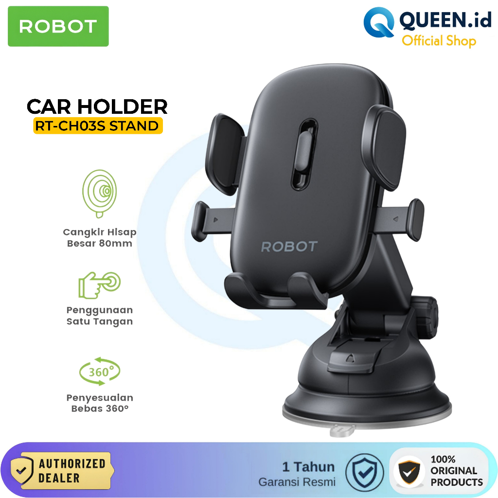 Jual ROBOT RT-CH03S Car Holder Phone Stand Suction Dashboard dan Kaca ...