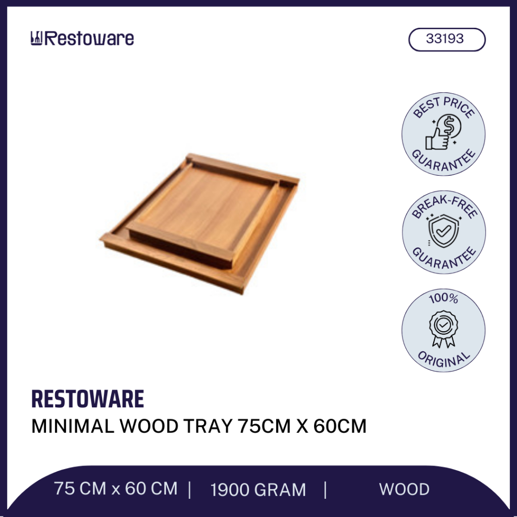Jual Restoware Tray Kayu Minimal 75 cm x 60 cm / Minimal Wood Tray 75cm ...