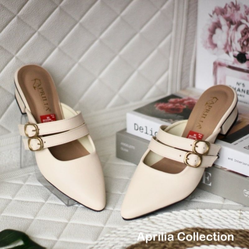 Jual Sandal wanita hak tahu 3cm-sandal mules slip on kekinian-sandal ...