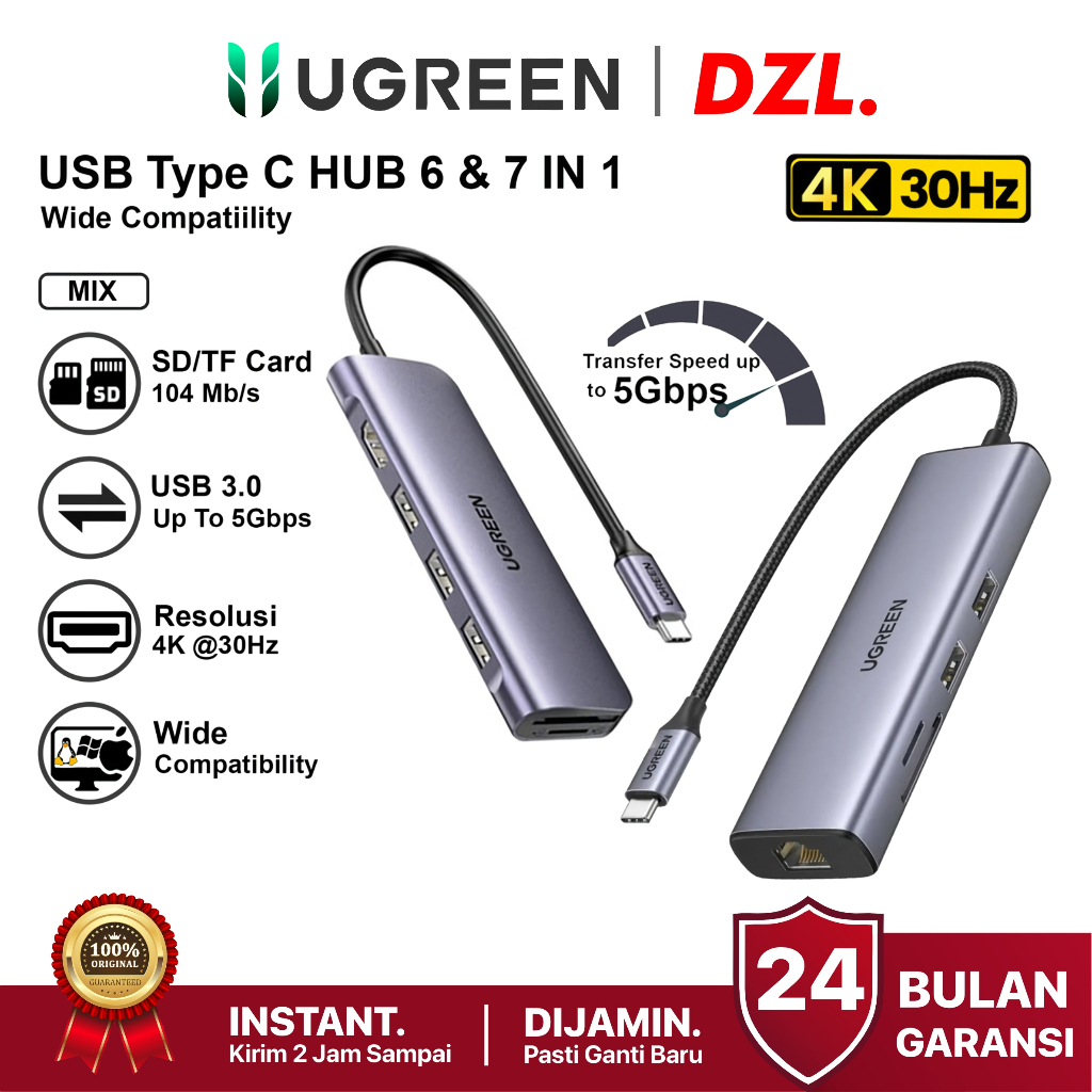 Jual DZL - UGREEN Usb Hub Dongle Type C To HDMI VGA 3.0 C LAN RJ45 ...