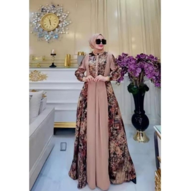 Jual Gamis Syari Nadira Model Terbaru - Dress Motif Formal Muslim Gamis ...