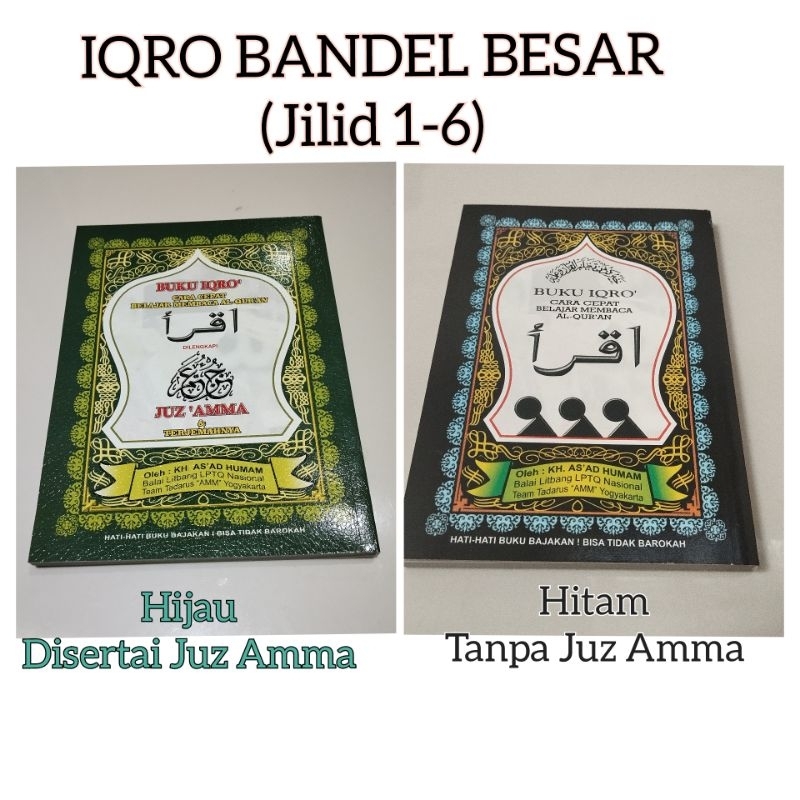 Jual Buku IQRO HITAM dan HIJAU Bandel Besar Jilid 1-6 Disertai Juz Amma ...