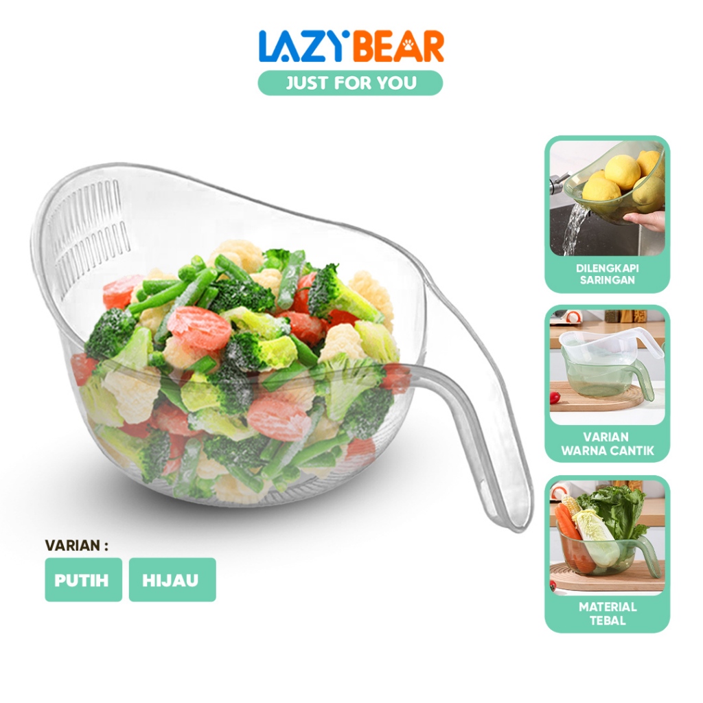 Jual LAZY BEAR Saringan Pencuci Beras Transparan L03 Wadah Cuci Beras ...