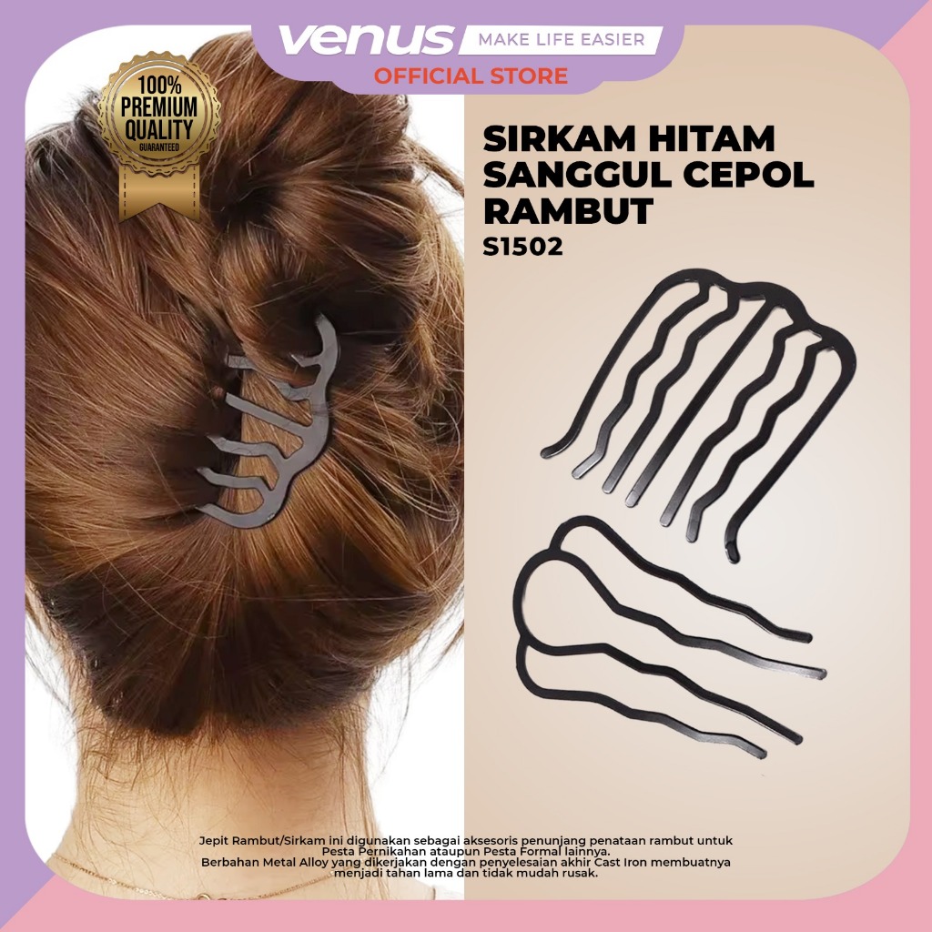 Jual Sirkam Hitam Sanggul Cepol Sisir Pengeriting Rambut Alloy Hair ...