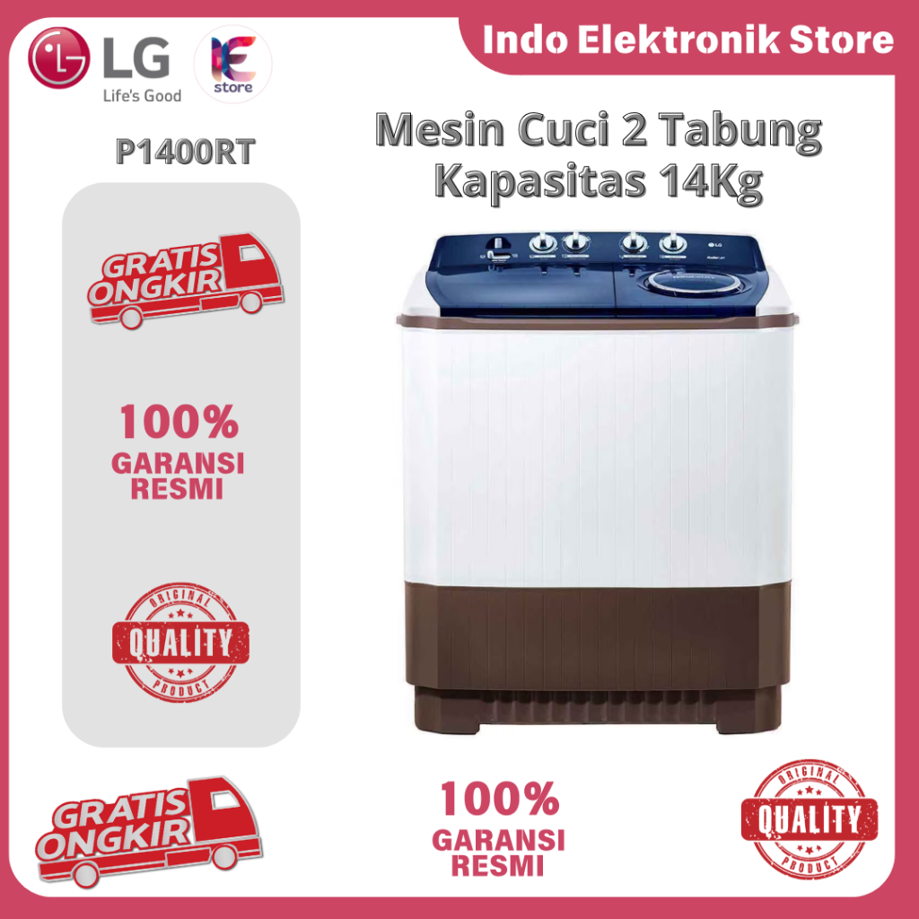 Jual LG Mesin Cuci 2 Tabung P1400RT Kapasitas 14Kg - Original Produk ...