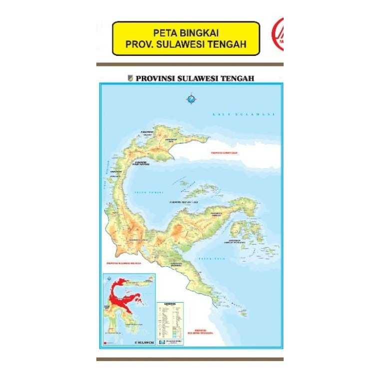 Jual Peta Bingkai Provinsi Sulawesi Tengah Besar ukuran 175 x 120cm ...