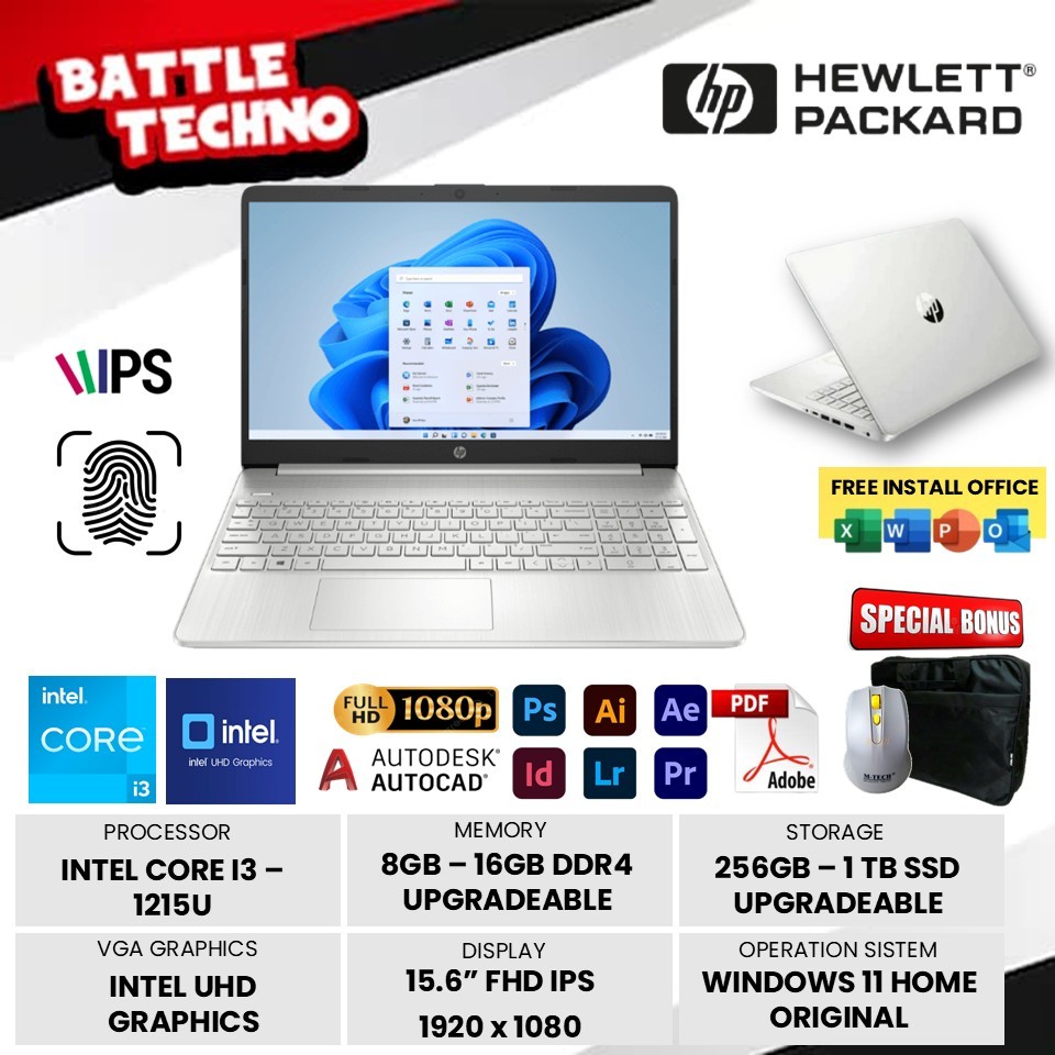 Jual Laptop HP 15 Intel I3 1215U 16GB 512GB FHD IPS Windows 11 Home ...