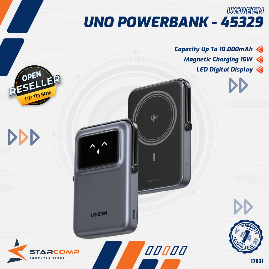 Jual UGREEN 45329 Uno Series Powerbank Wireless Magsafe Smart Display ...