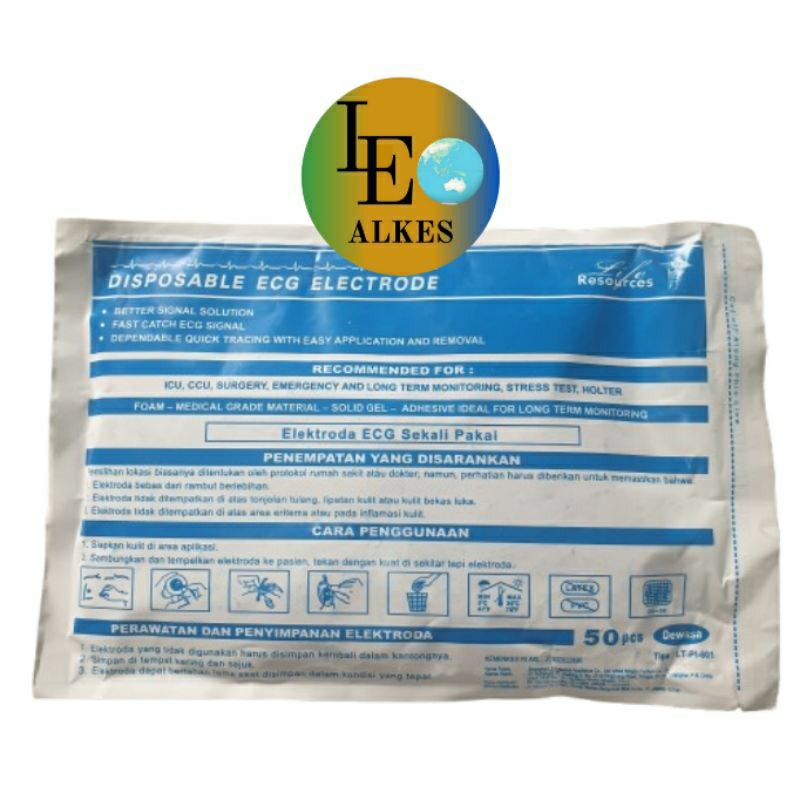 Jual Disposable ECG Electrode Dewasa Life Resources EKG Elektroda ...