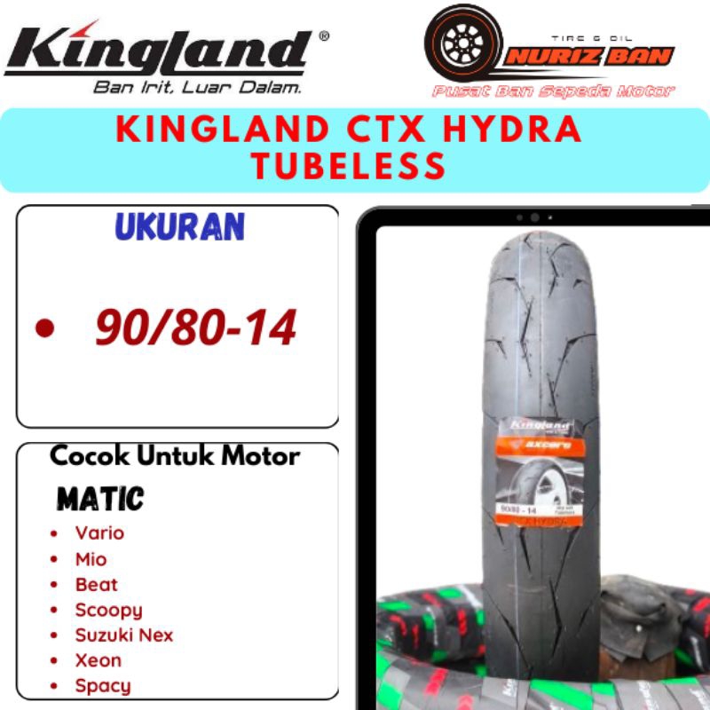 Jual Kingland CTX Hydra Ring 14 (TUBELESS) 90/80-14 Ban Donat | Shopee ...