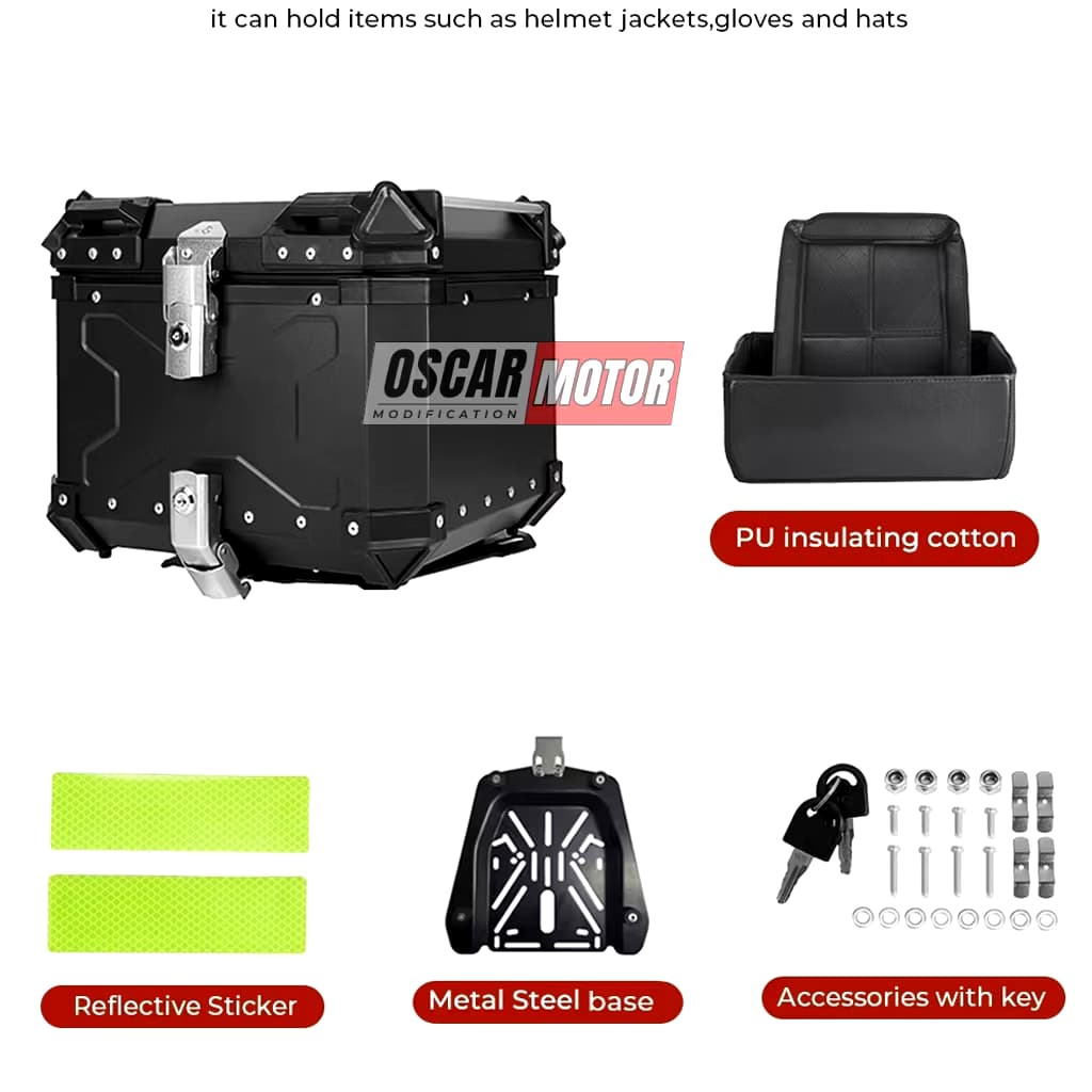 Jual top box motor pannier alumunium impor 45 liter kunci model x ...