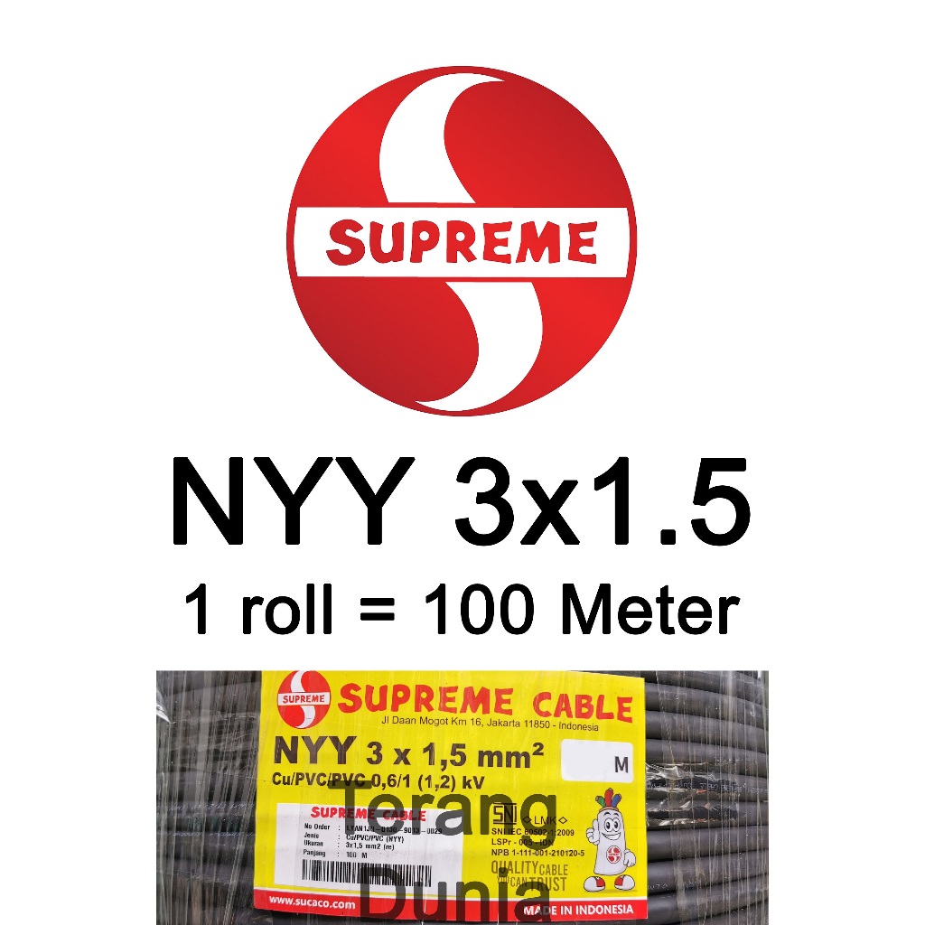 Jual Kabel Supreme NYY 3x1.5 100meter Kabel NYY 3x1.5 Supreme 100meter ...