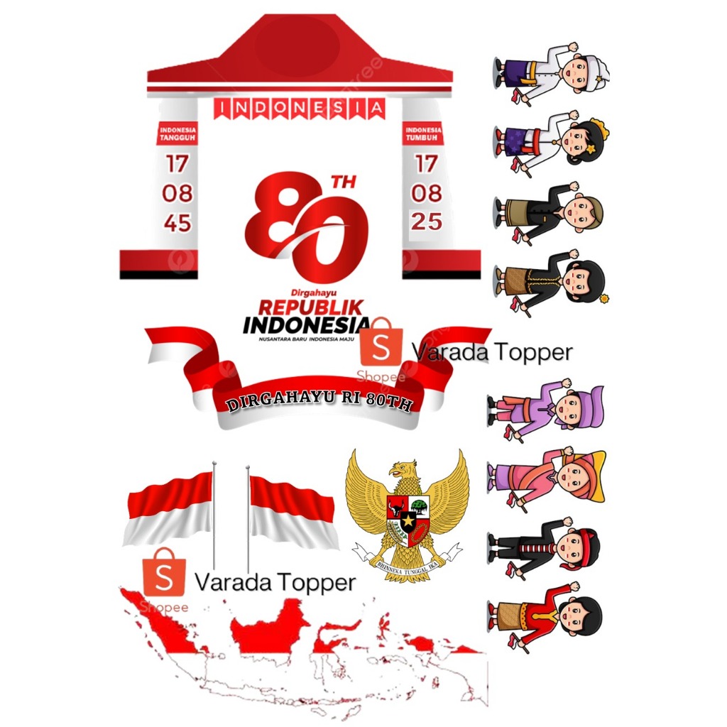 Jual Topper Kemerdekan RI 80TH | Hiasan Tumpeng Tema Kemerdekaan ...