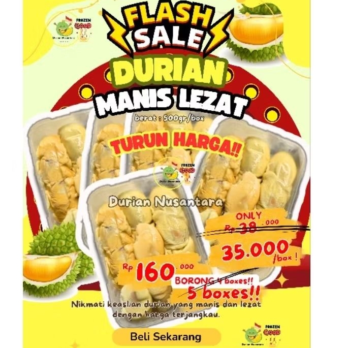 Jual PAKET 5 boxes Durian Kupas Nias / Durian Sibolga / Padang 500gr ...