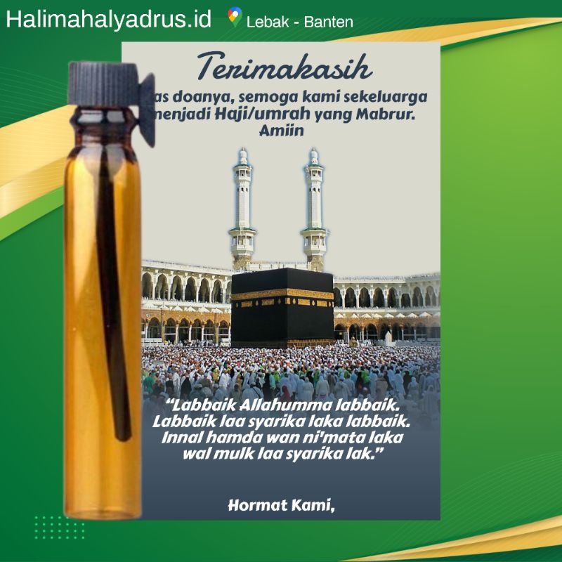 Jual Kartu Ucapan Haji Umrah Dan Souvenir Parfum 3ml Wangi Kasturi ...