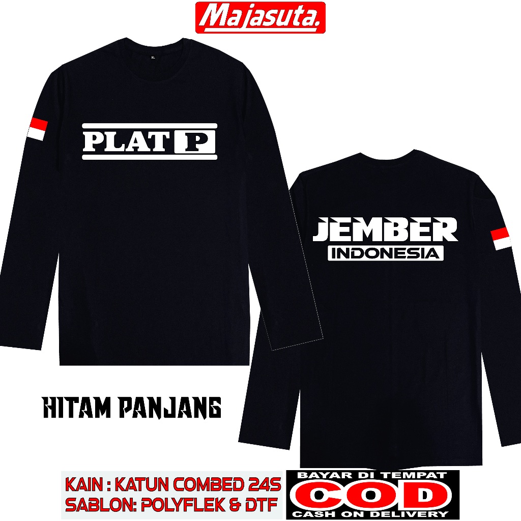 Jual KAOS PLAT P JEMBER M1 //KATUN COMBED 24S BISA COD//KAOS DISTRO ...
