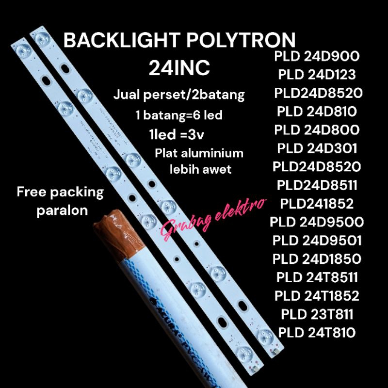 Jual BACKLIGHT TV POLYTRON LED 24INC 1SET (2 baris)ORIGINAL PNP ...