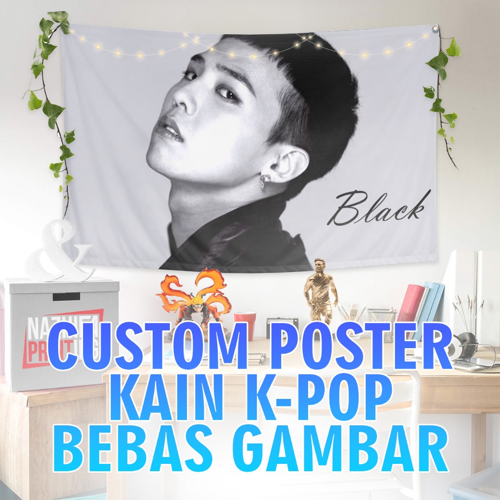 Jual Poster Kain Custom K-POP Bebas Desain, Gambar Wall Decor, Tapestry ...