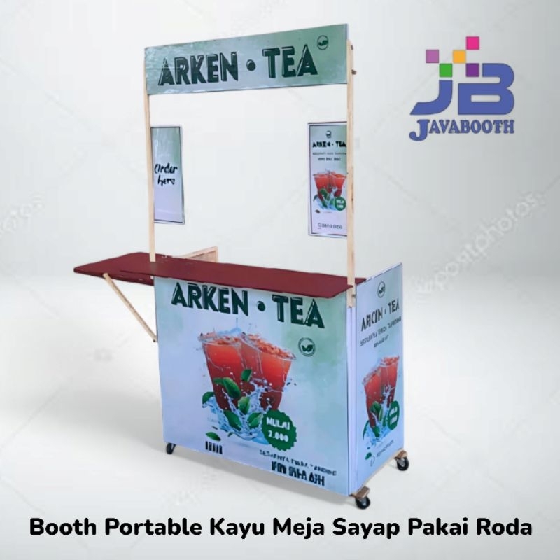 Jual Booth Portable Kayu Pakai Roda + Meja Sayap ( 150x65cm ) JB LV ...