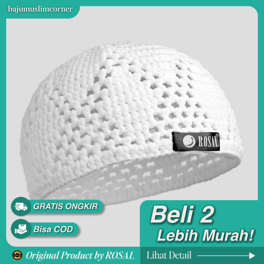 Jual Peci Rajut Sulam ROSAL Kopiah Sholat Muslim Pria Dewasa | Shopee ...