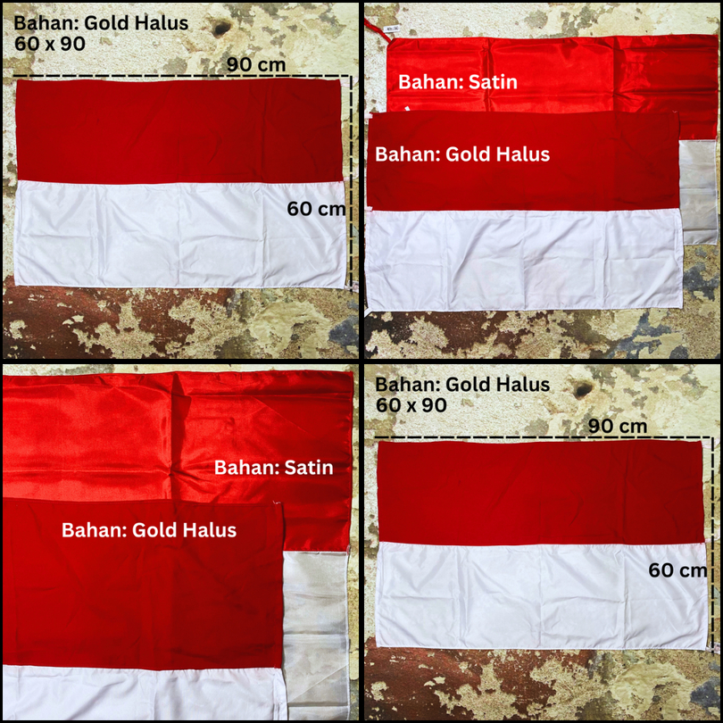 Jual Bendera Merah Putih ukuran 60 x 90 cm Bendera Indonesia Kain Satin dan Kain Katun GOLD ...