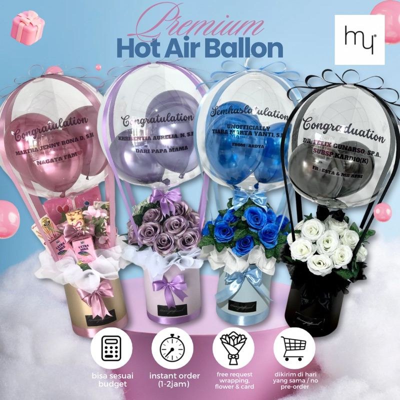 Jual HOOMEY - Hot Air Ballon Artificial Bouquet / Buket Balon Grand ...