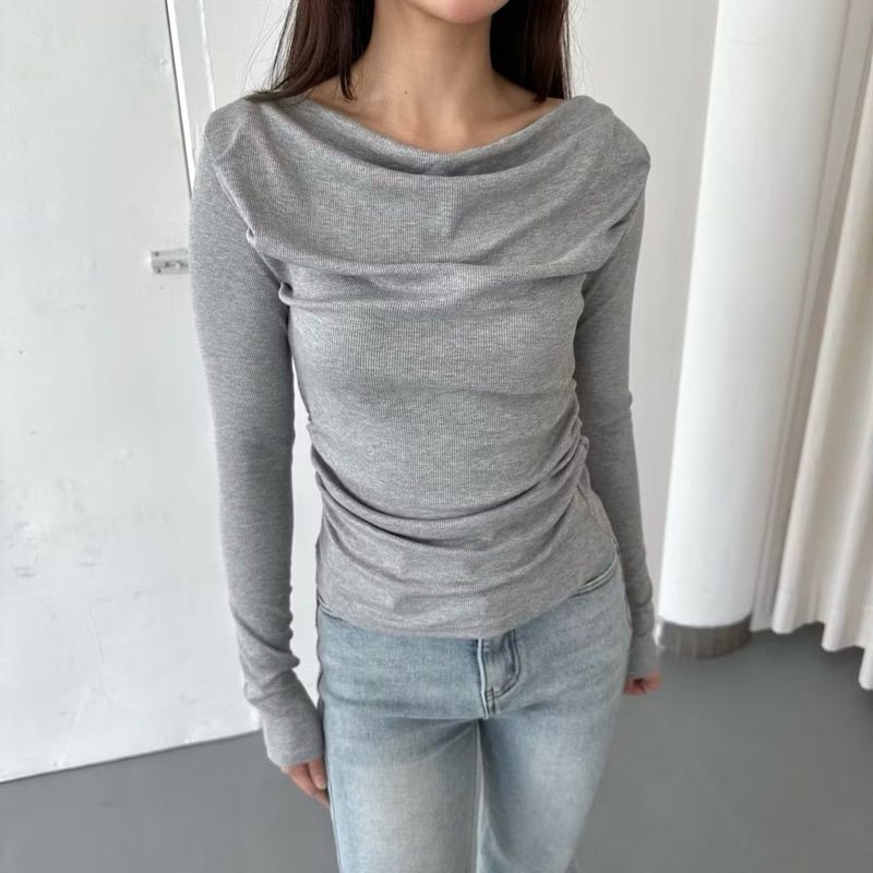 Jual April Top Atasan Knit Wanita Korean Top Baju Knit Lengan Panjang Basic Long Sleeve Jumbo ...