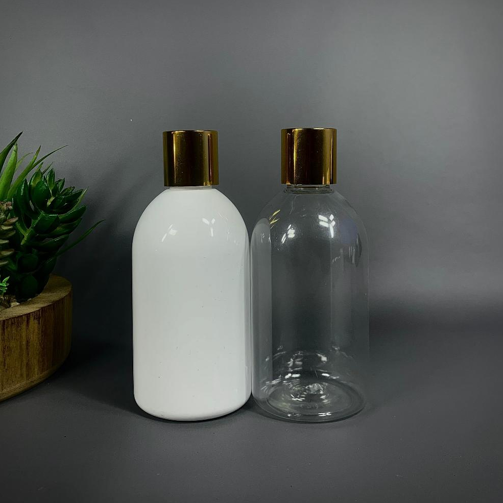 Jual Botol Disc-top 250 Ml / Botol Pet 250 Ml OVAL - Tutup Press-top Alumunium Gold / Botol ...