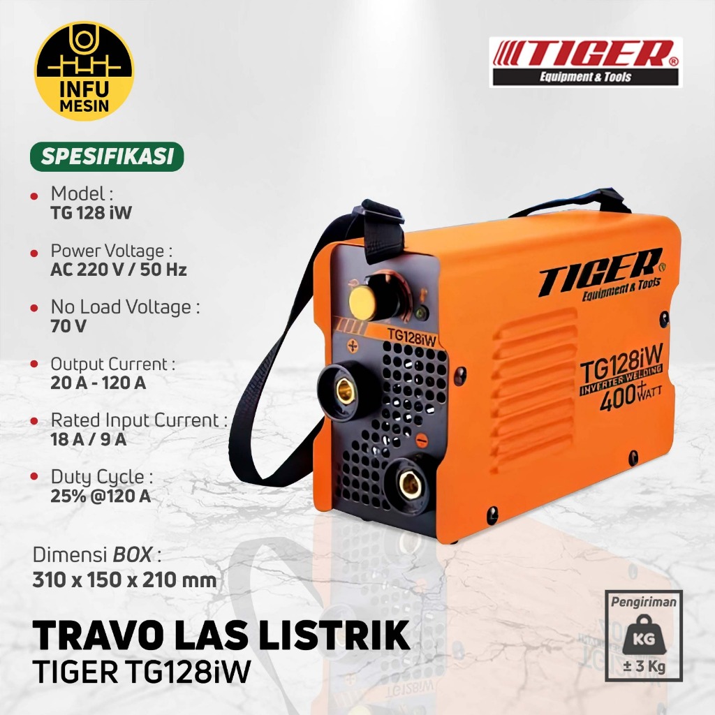 Jual Mesin Travo Las Listrik Inverter Welder 400watt TIGER TG128 iW ...