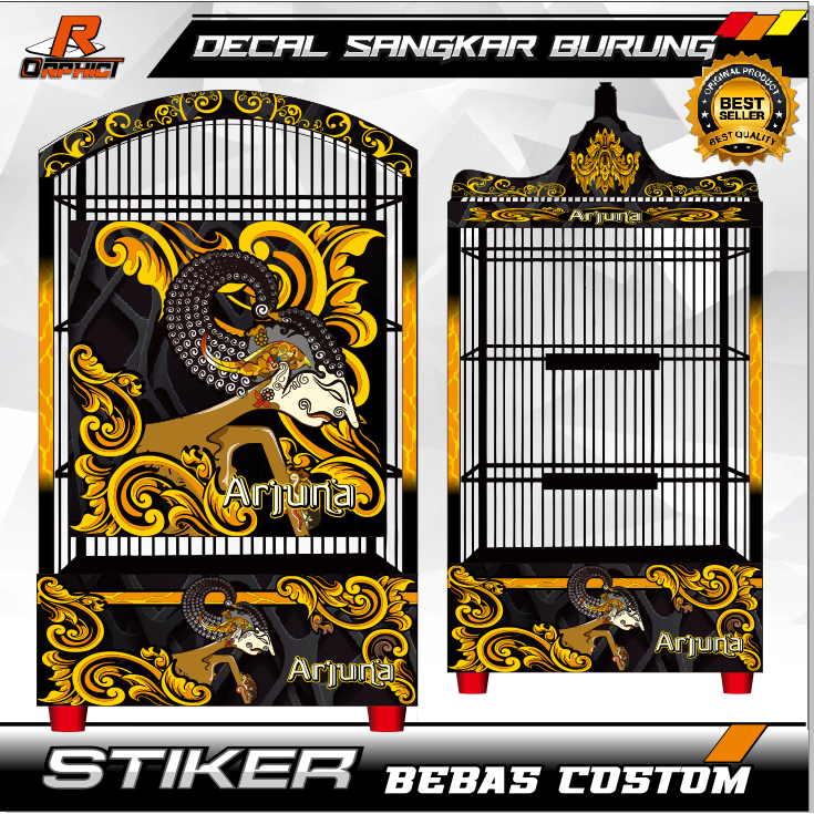 Jual STICKER SANGKAR CUSTOM wayang arjuna DECAL KANDANG BURUNG KOTAK ...