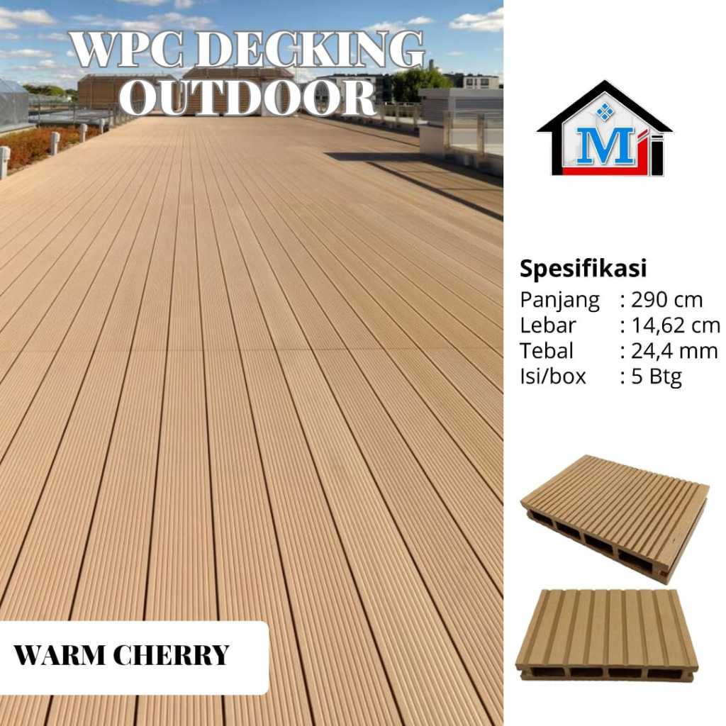 Jual WPC Decking Outdoor Warm Cherry lantai kayu tepi kolam tebal 24 ...
