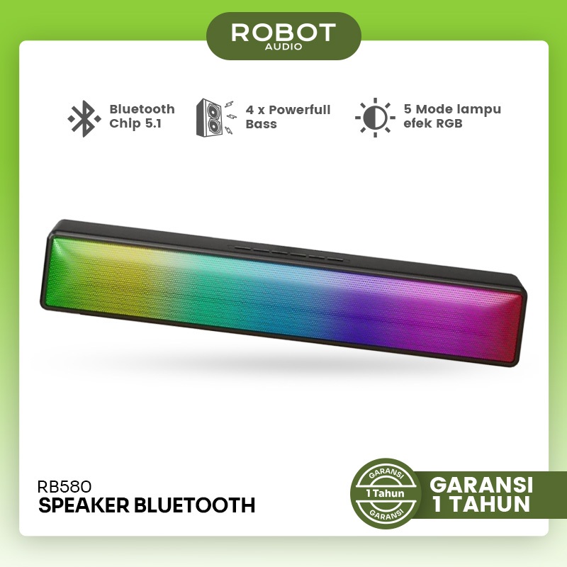 Jual Speaker Bluetooth Robot RB580 Soundbar 10W Ultra Bass with RGB ...