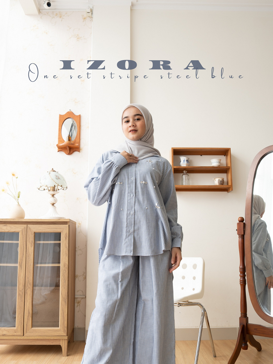 Jual IZORA SET STEEL BLUE | Oneset Premium | Setelan Wanita Casual ...