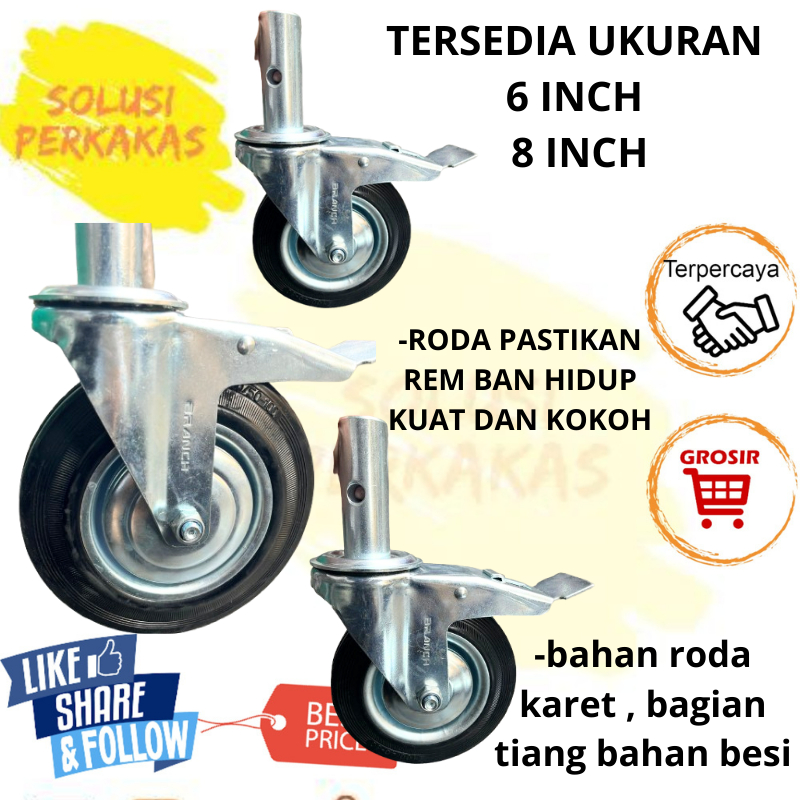 Jual Roda scaffolding / roda steger (ada rem) / Roda Kastor Karet Hitam ...