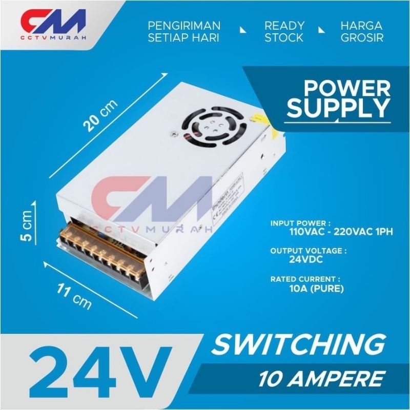 Jual ADAPTOR POWER SUPPLY 24V 10A SWITCHING POWER SUPPLY SPU 24V 10A ...