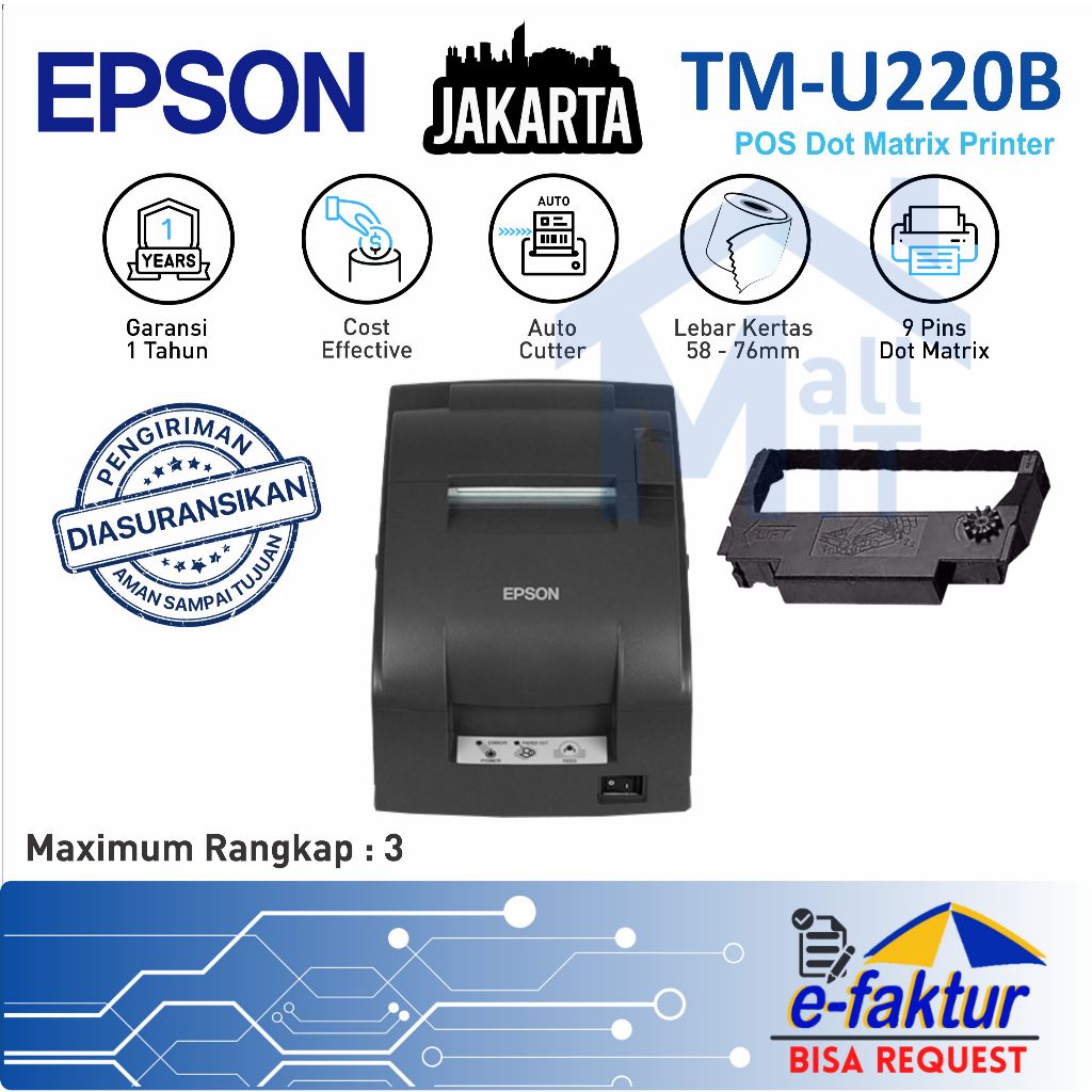 Jual MALLIT EPSON Printer Epson TMU 220 B TM U220B TMU220B TMU-220B ...