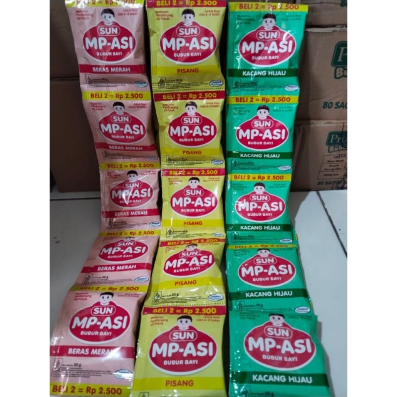 Jual SUN MP-ASI Bubur Bayi 6-12 Bulan 20gram (PER 12 SACHET) | Shopee ...