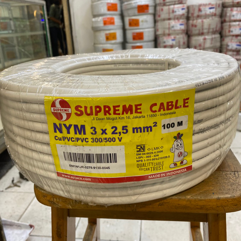 Jual Kabel NYM 3x2.5 3x2,5 SUPREME CABLE Putih Kawat 100 Meter | Shopee Indonesia