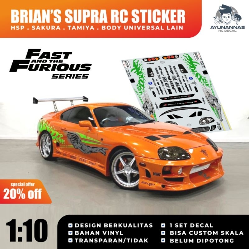 Jual Brian's Supra RC Sticker Fast and Furious Series | Shopee Indonesia